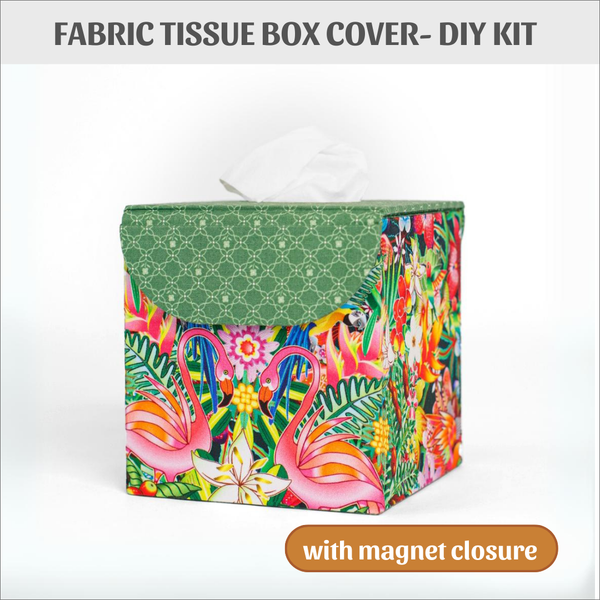 Fabric tissue box cover with magnet closure DIY kit - Colorway Arts