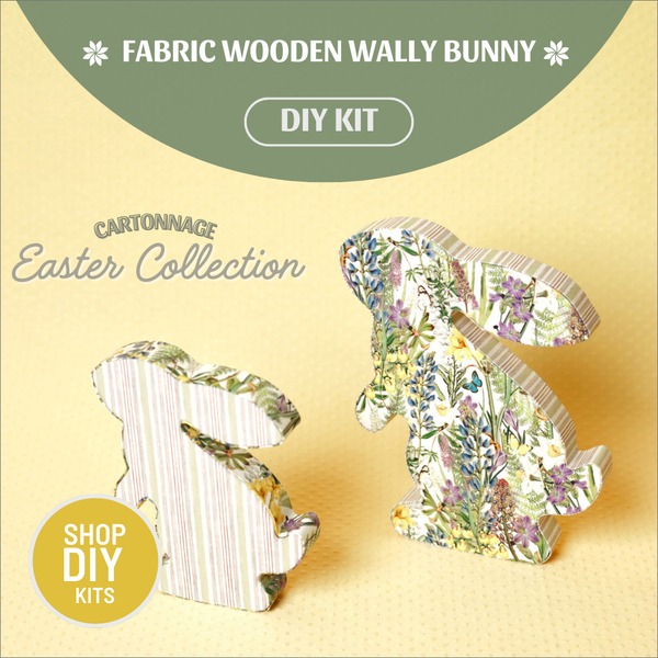 Fabric Wooden Wally Bunny - large, DIY kit W01 - Colorway Arts