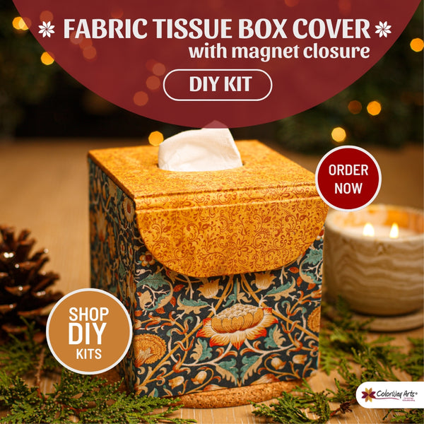 Fabric tissue box cover with magnet closure DIY kit - Colorway Arts