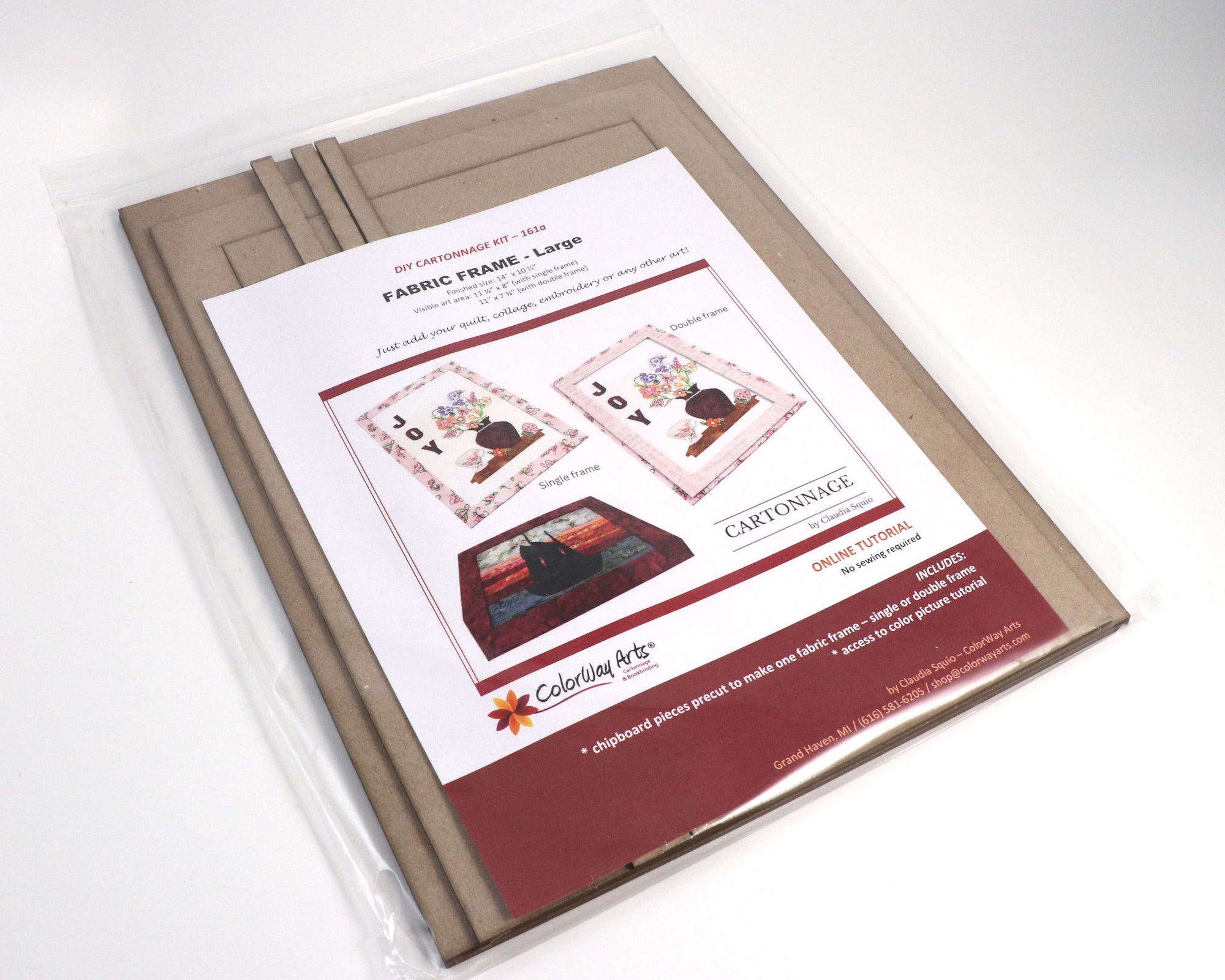 Fabric double frame Large DIY kit, cartonnage kit 161a, online instruc ...