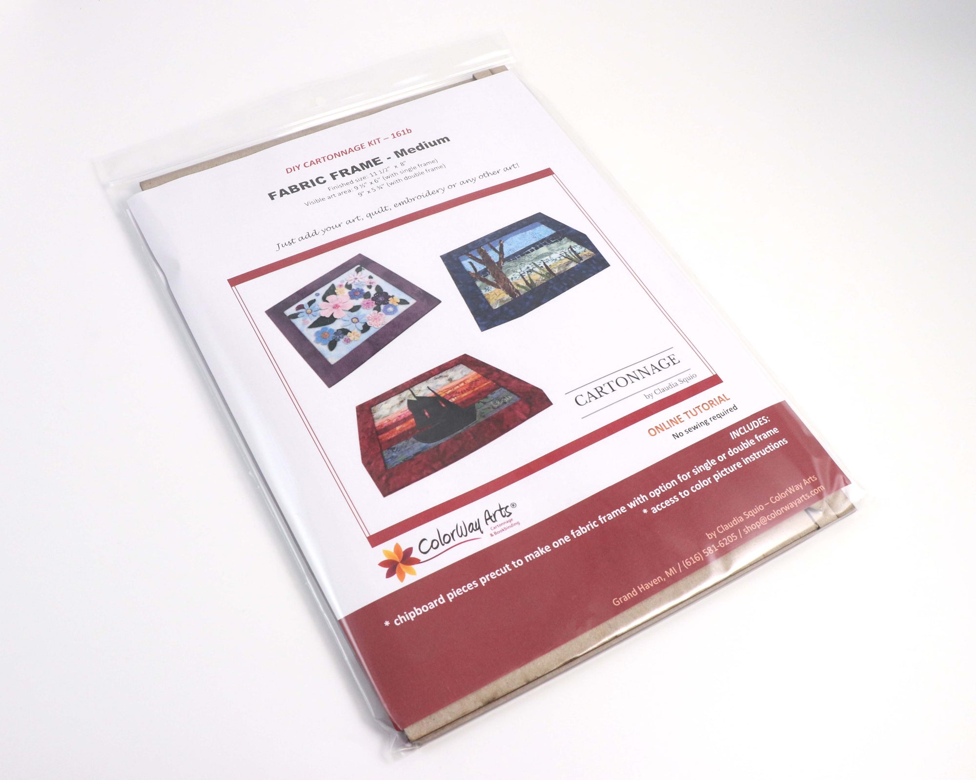 Fabric double frame Medium DIY kit, cartonnage kit 161b, online instru ...