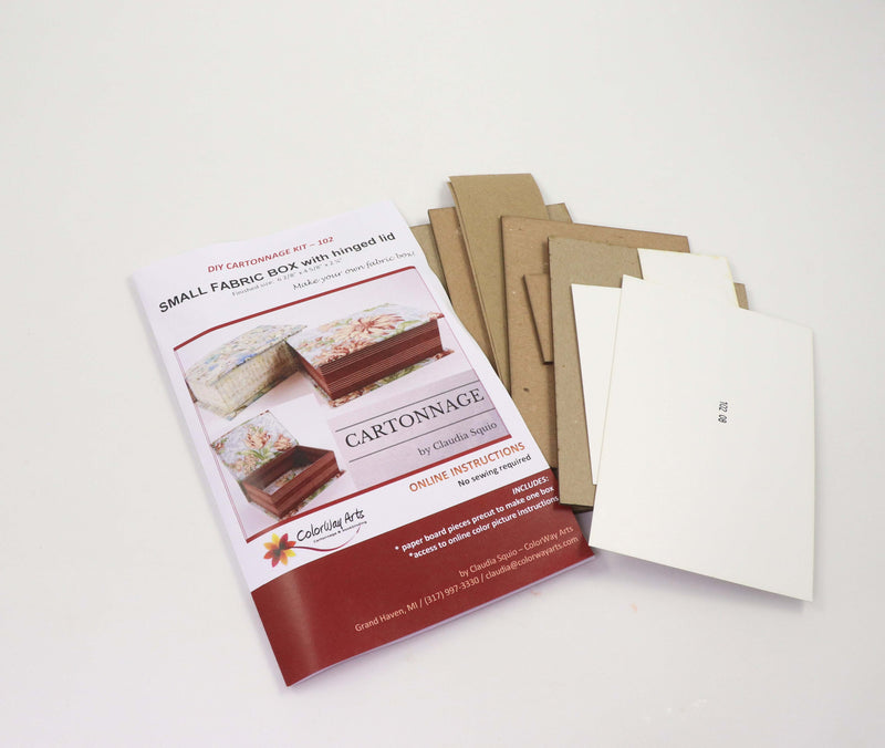 Fabric covered box DIY kit, small box cartonnage kit 102, Online instr ...